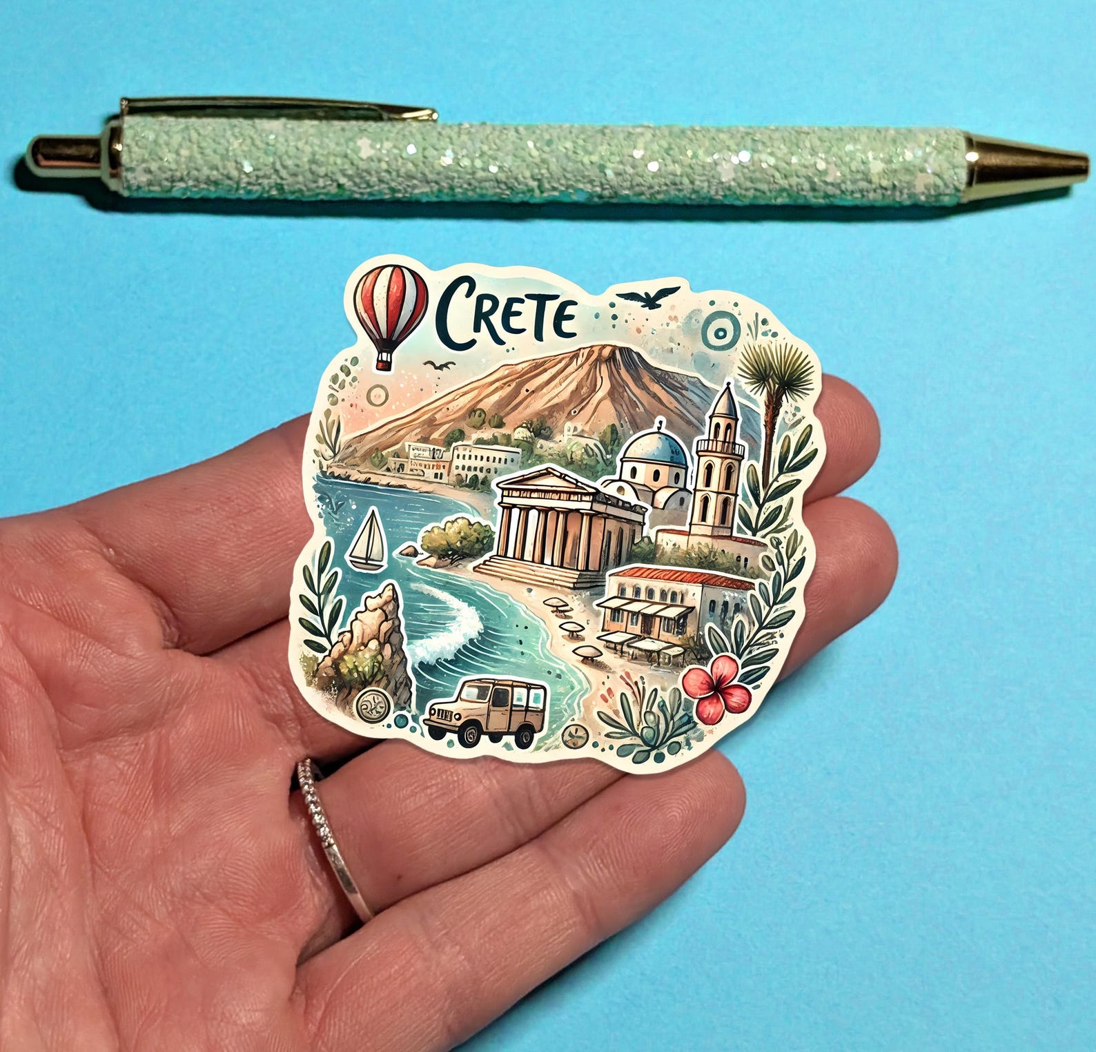 Crete Travel Sticker - Greece Watercolor Suitcase Sticker for Luggage ...