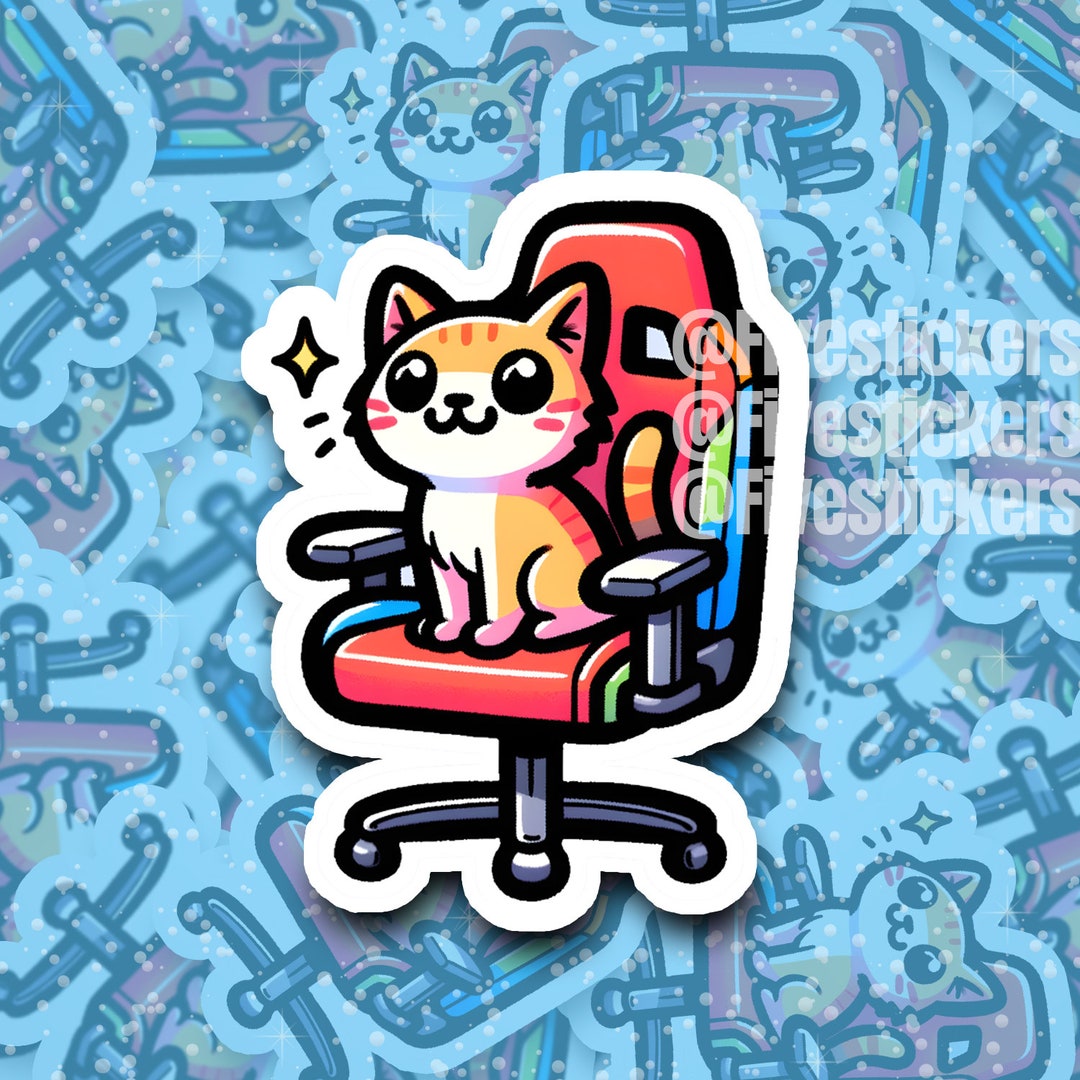 Gaming Chair Kitty Sticker // Funny Kitty Sticker / Vinyl - Etsy
