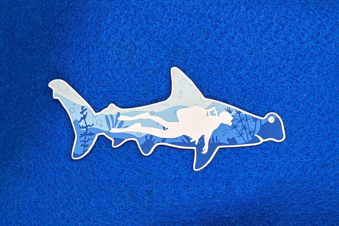 Hammerhead Shark Sticker Scuba Diving Decal for Laptops Water Bottles ...