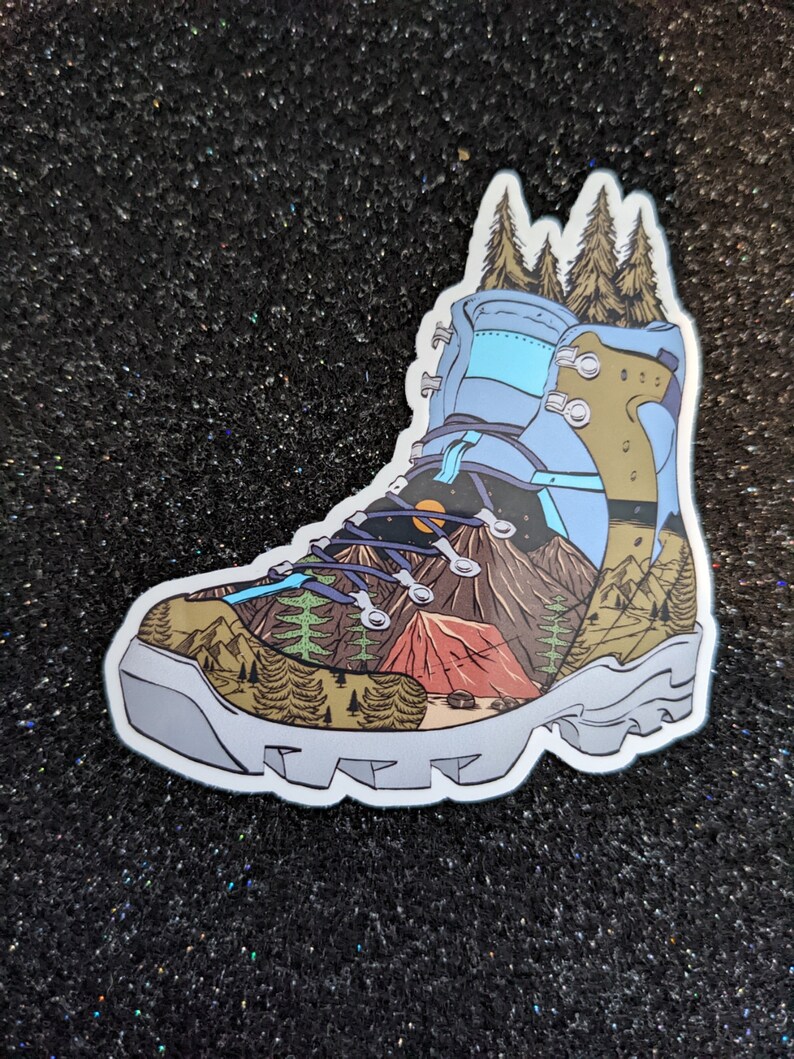 Hiking Boot Sticker Travel Sticker Hiking Nature Sticker - Etsy