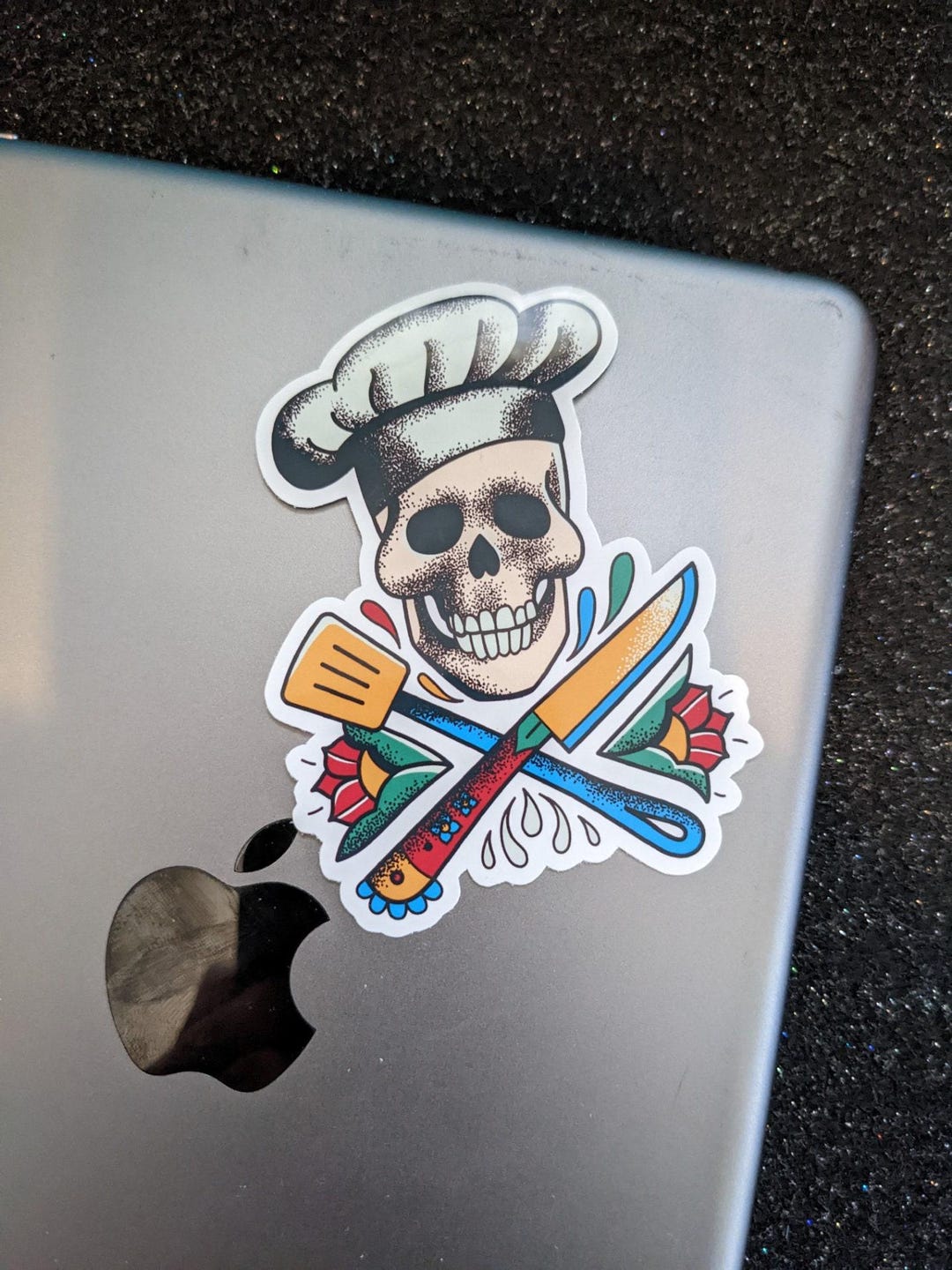 Skull Chef Sticker - Cooking Sticker - Tattoo Art Style Sticker for ...