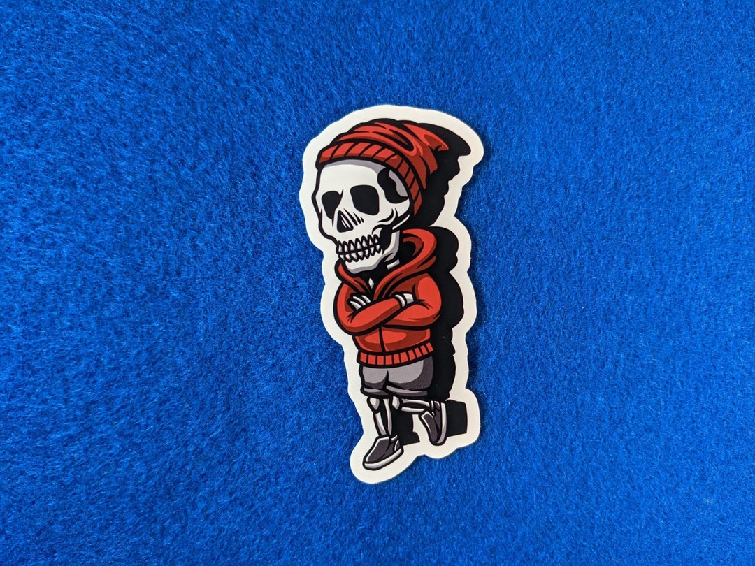 Chilling Skull Homie Sticker, Skateboarding Stickers, Skull Stickers ...