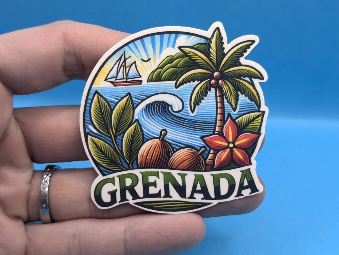 Grenada Travel Sticker // Caribbean Decal for Suitcase, Laptop, Car or ...