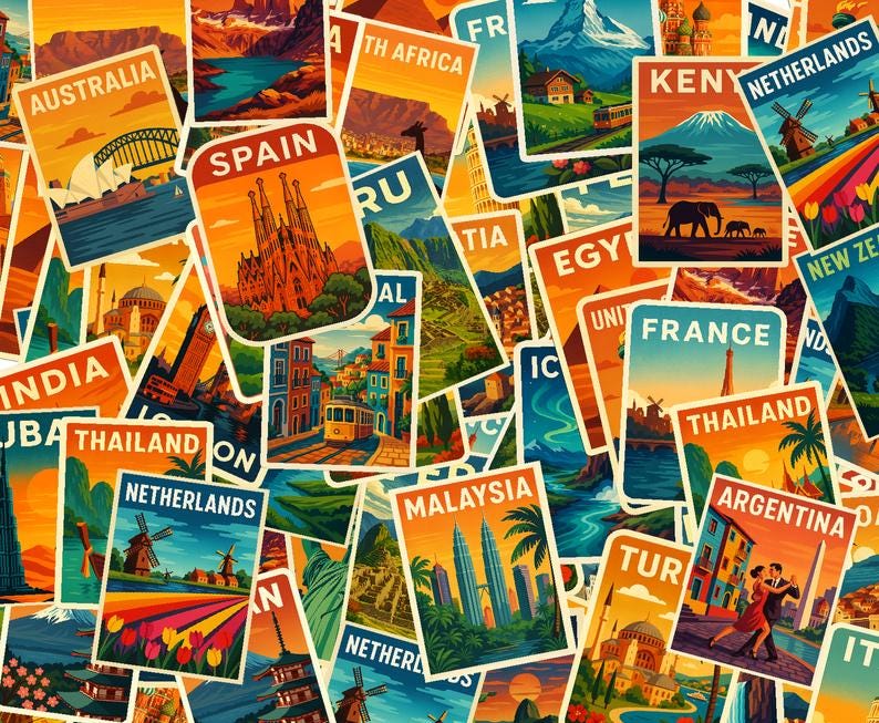World Travel Stickers Pack – 35+ Travel Destination / Landmark Decals ...