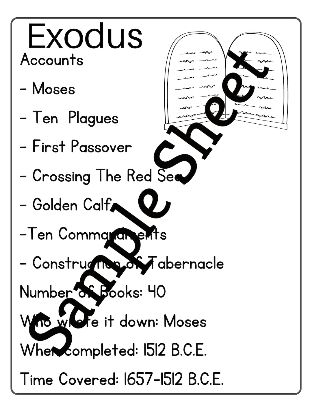 Exodus Handwriting Sheet Digital Download for Printing - Etsy