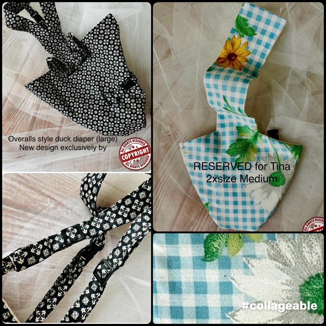 RESERVED Tina - Duck Diapers Large Overalls Style Adjustable Suspenders ...
