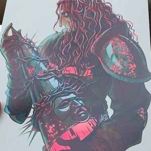 Penitent One Red Foil Print (blasphemous Inspired) - Etsy