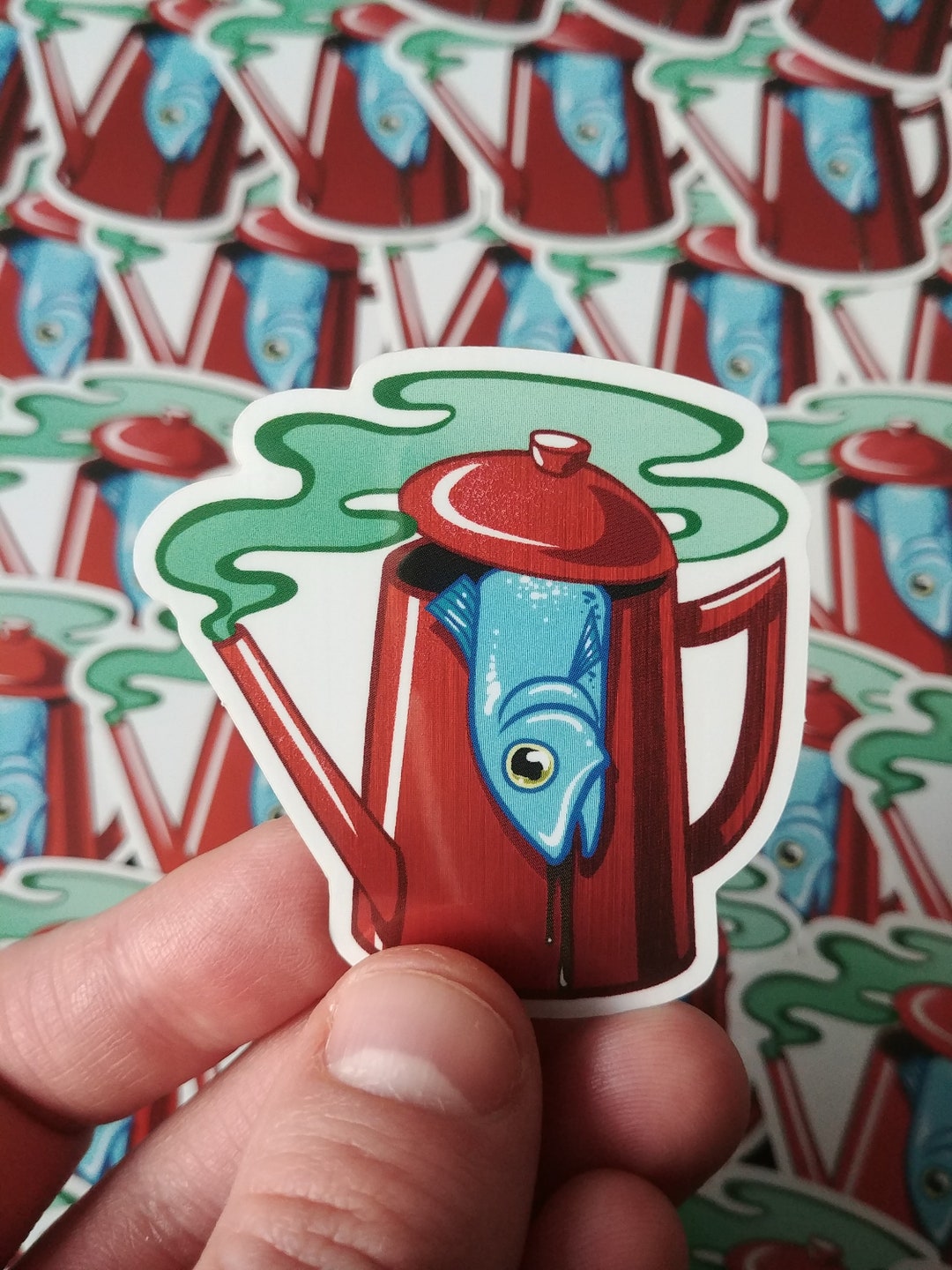 Fish in a Percolator Sticker/keychain twin Peaks-inspired - Etsy