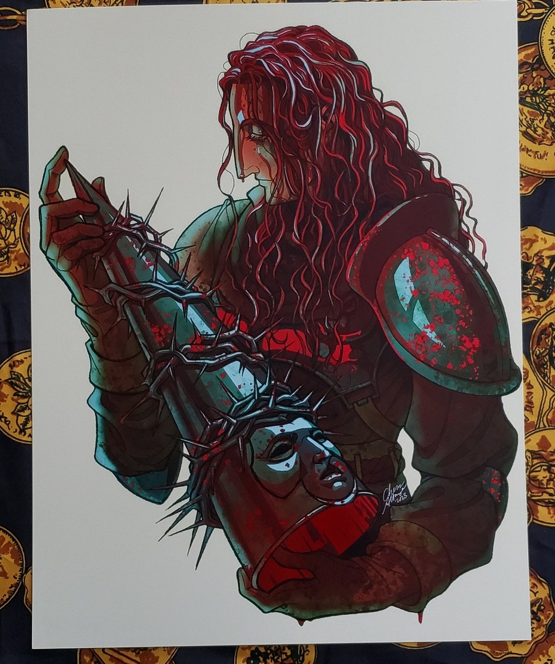 Penitent One Red Foil Print (blasphemous Inspired) - Etsy