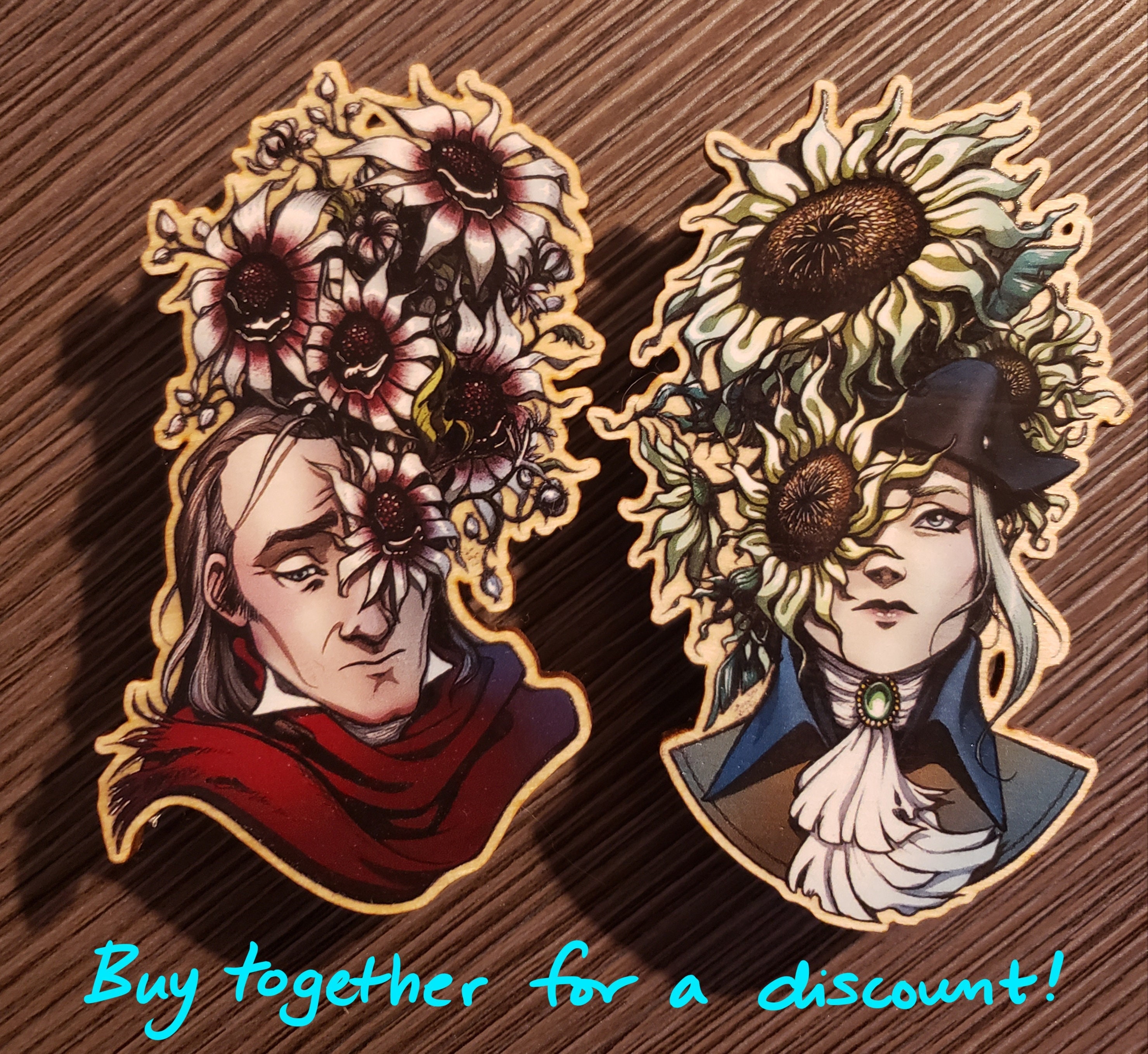 Lady Maria & Gehrman Large Wooden Pins (bloodborne Inspired) - Etsy