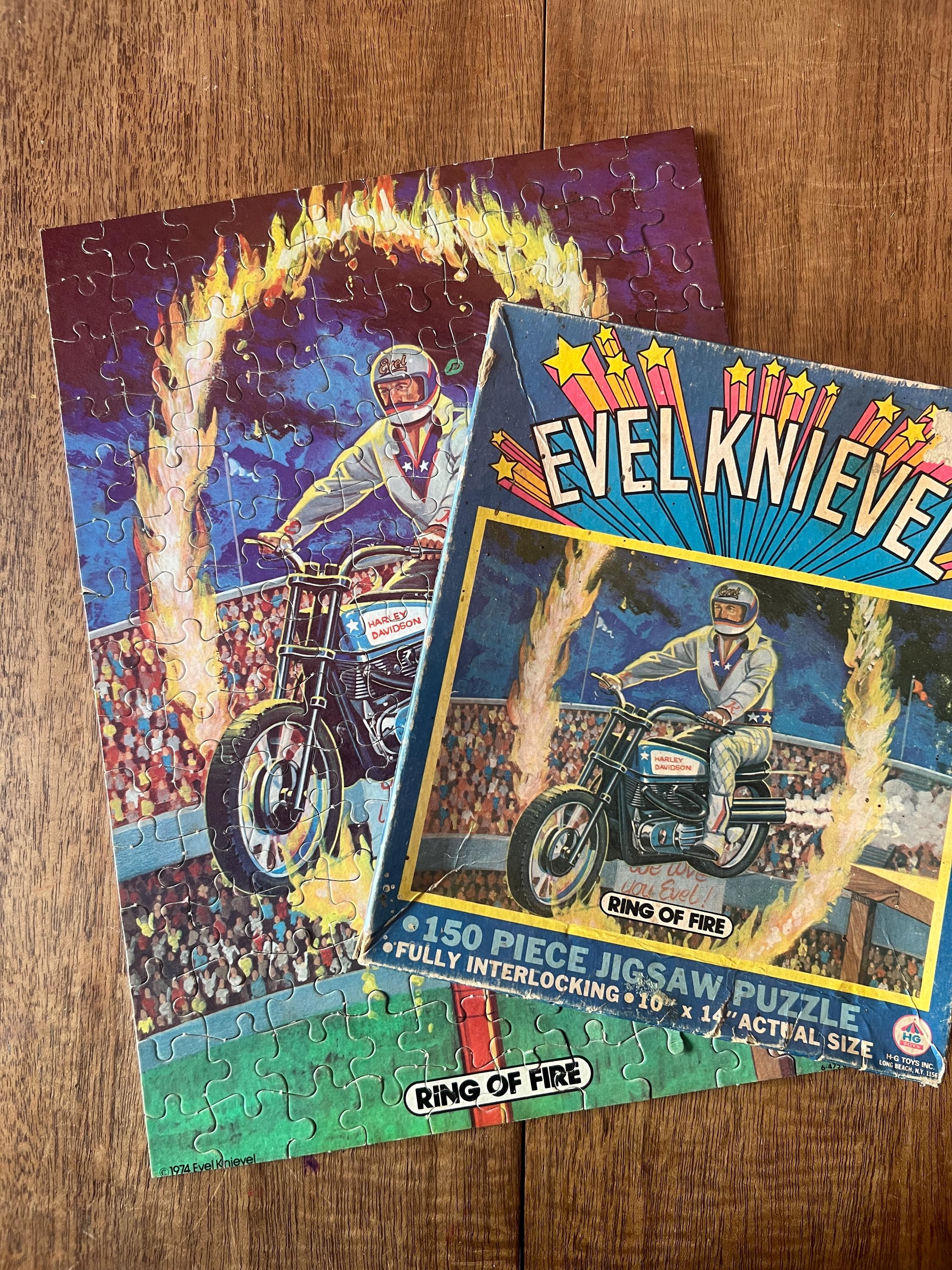 Evel Knievel Jigsaw Puzzle - 1974 - COMPLETE! Box + ALL 150 Pieces - 10 ...