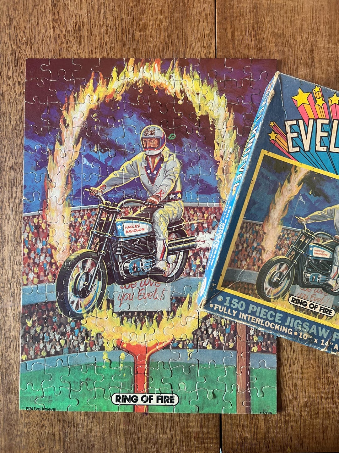 Evel Knievel Jigsaw Puzzle - 1974 - COMPLETE! Box + ALL 150 Pieces - 10 ...