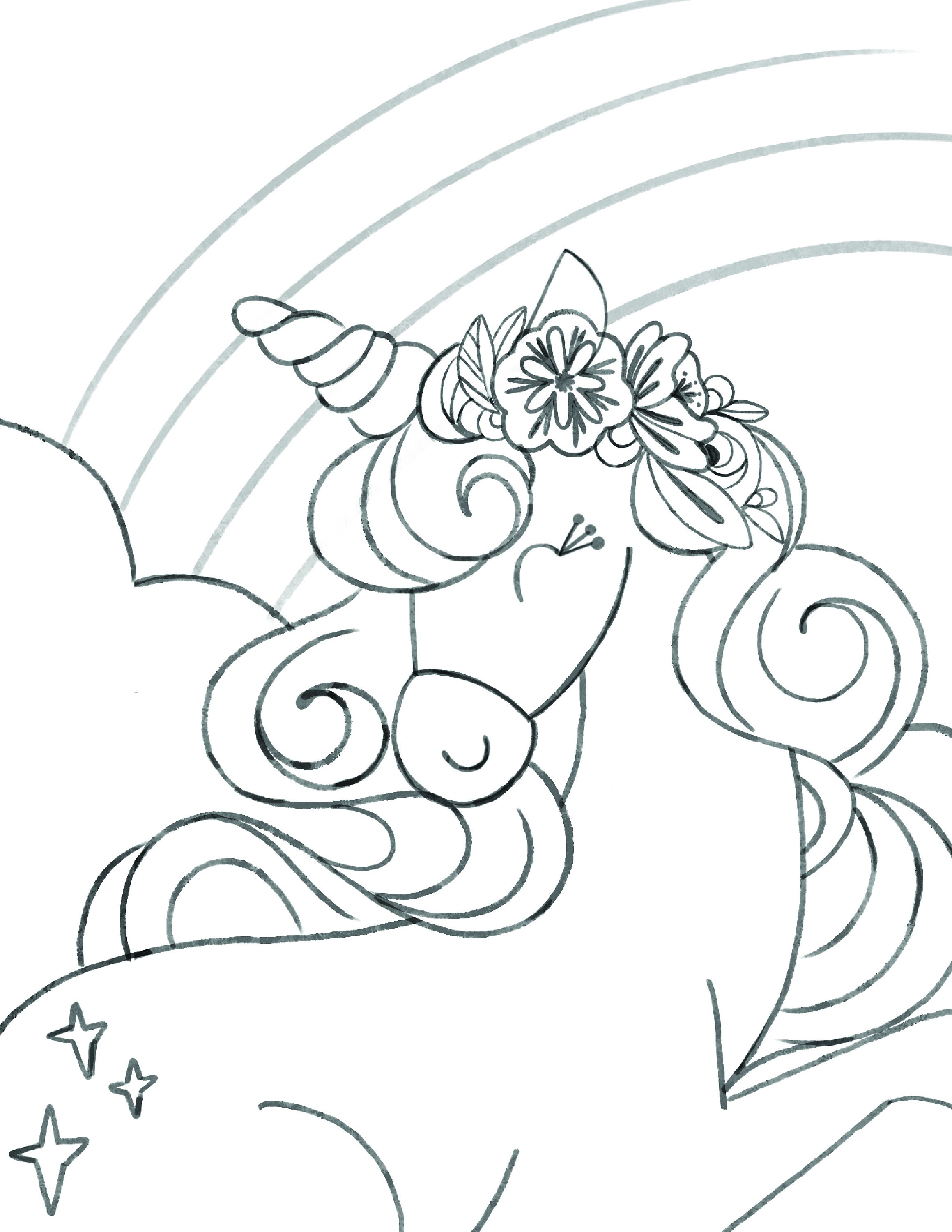 Unicorn, Digital File Coloring Page, 8.5" X 11" - Etsy