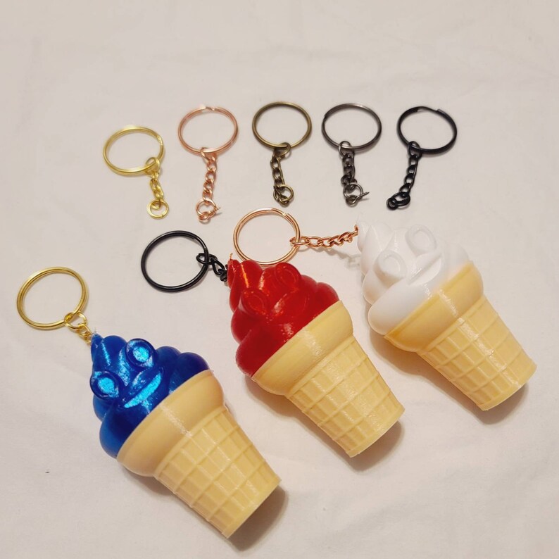 Cute Poop Emoji Ice Cream Cone Keychains Original Cone Color. Party ...