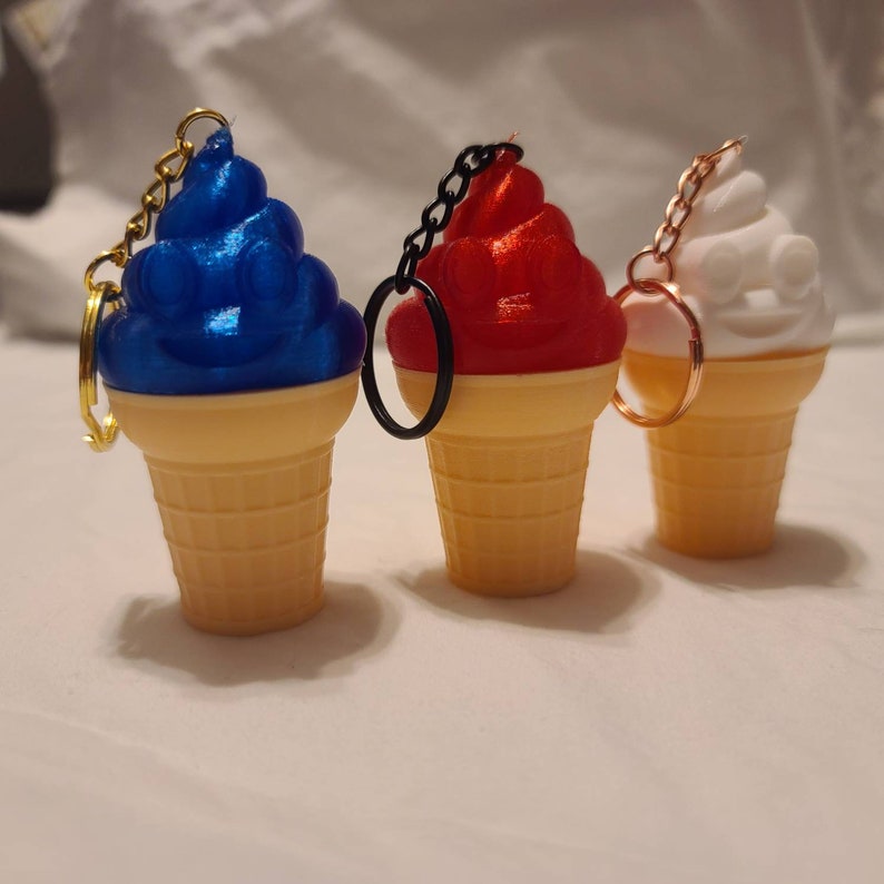 Cute Poop Emoji Ice Cream Cone Keychains Original Cone Color. Party ...