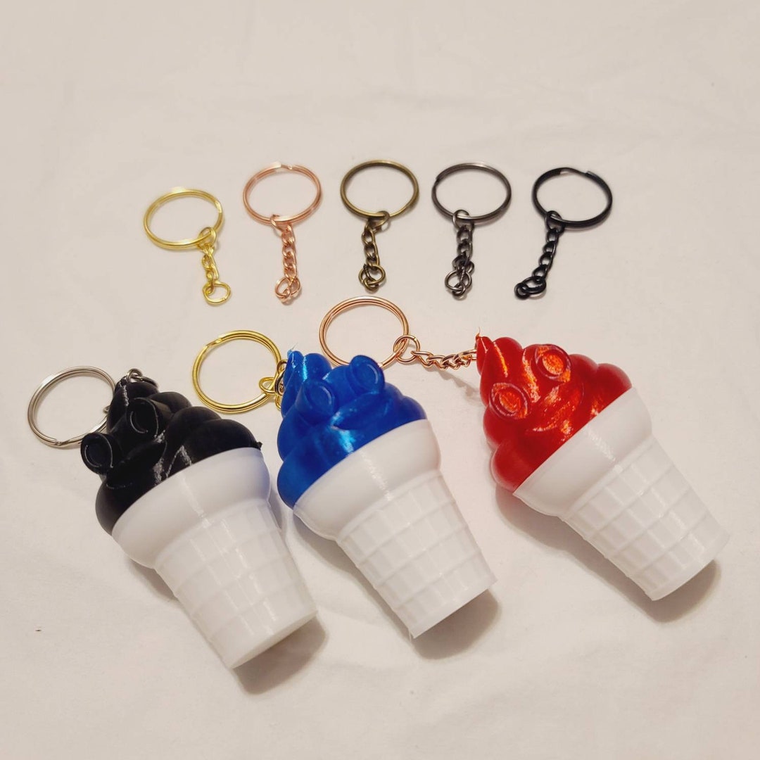 Cute Poop Emoji Ice Cream Cone Keychains White Cone Color Party Favors ...