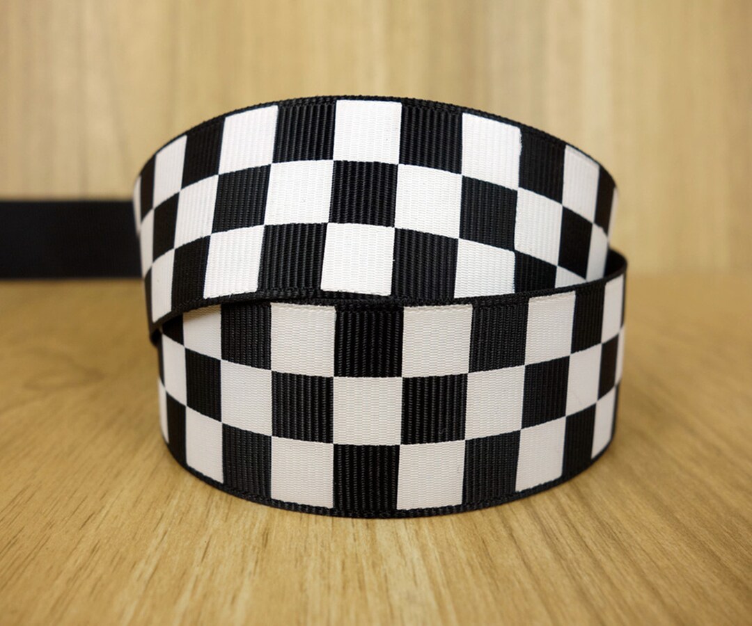 Checkered Printed Grosgrain Ribbon-7/8" , 3“ - Checkered Racing Ribbon ...