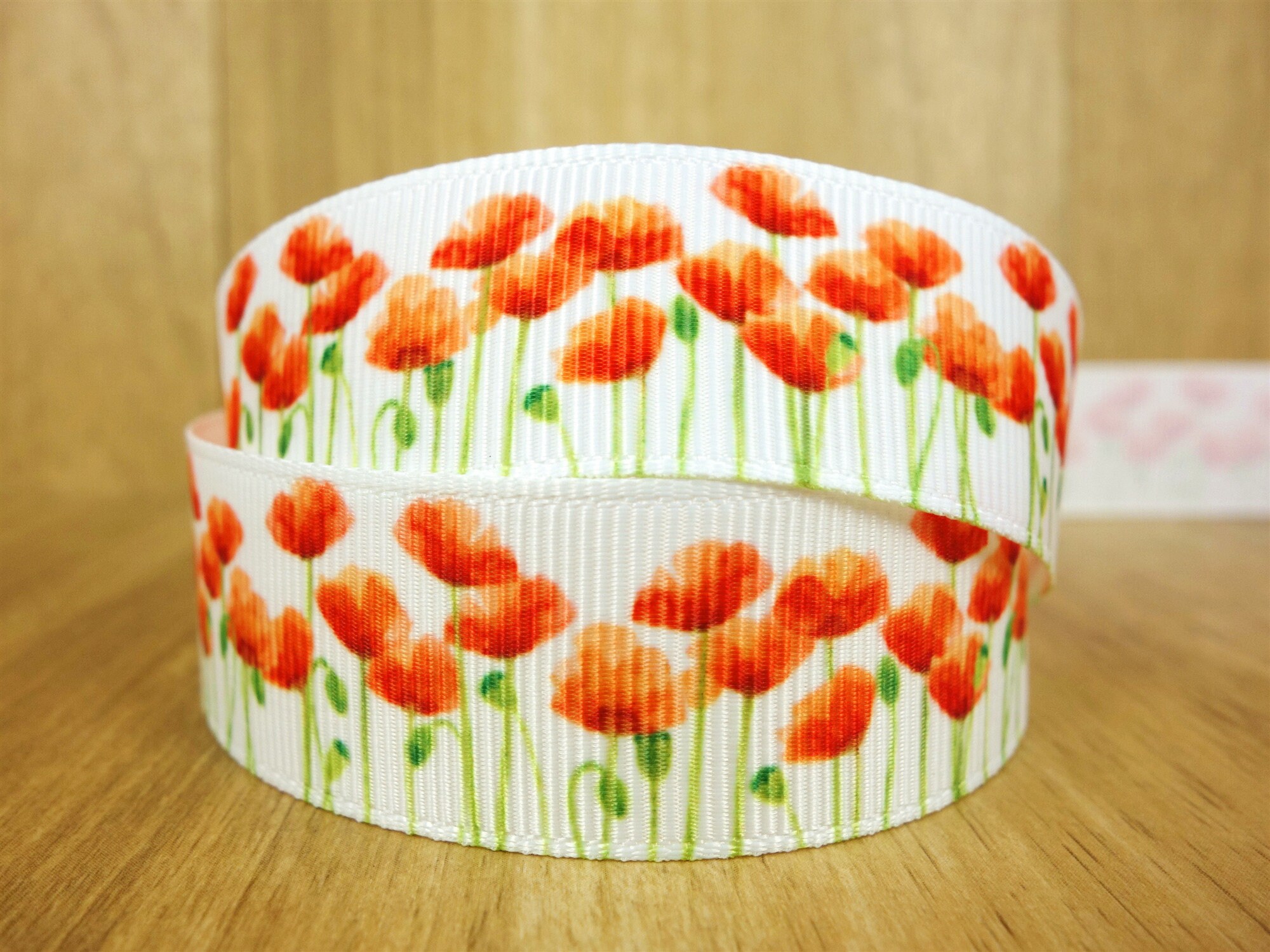 7/8 Poppy Flowers Printed Grosgrain Ribbon 3 or 5 - Etsy UK
