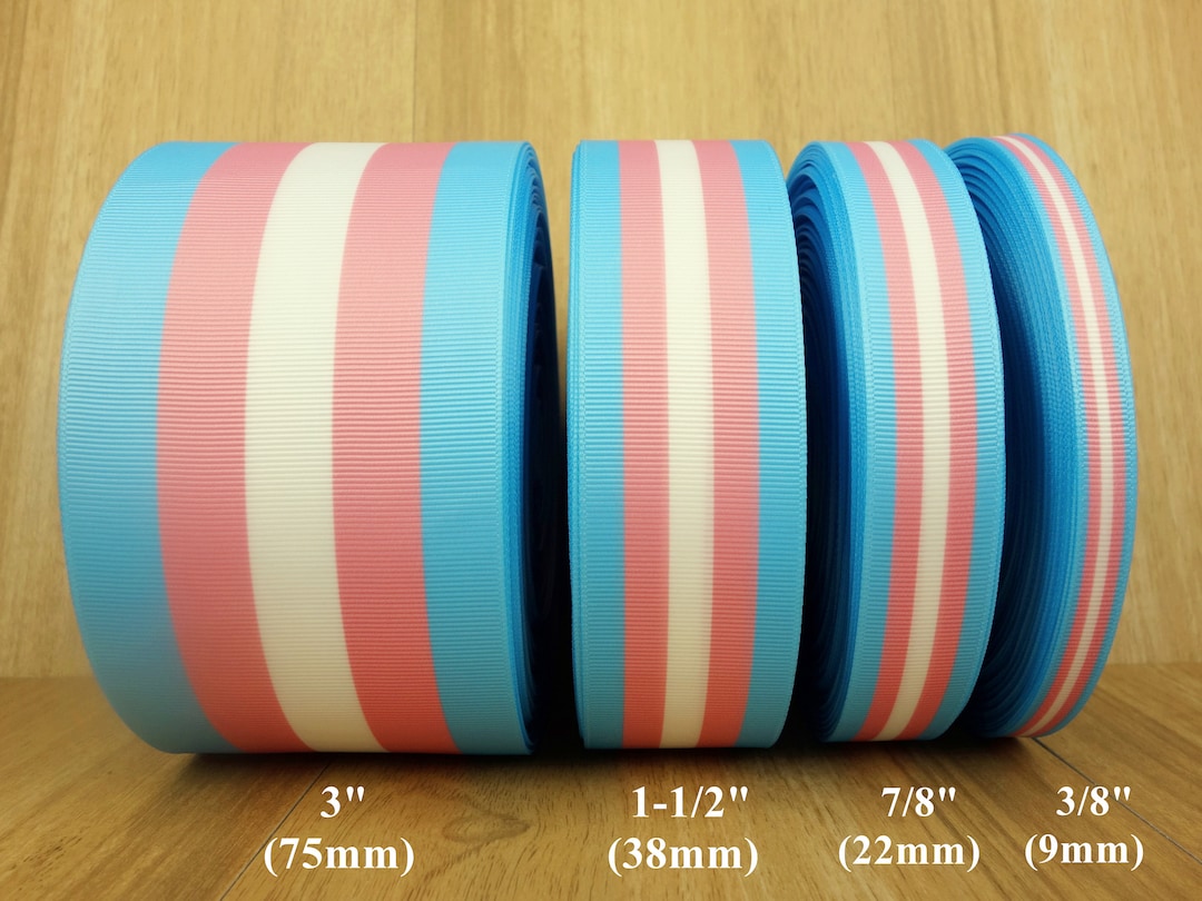 Transgender Pride Flag Printed Grosgrain Ribbons - 3 Inch,2 Inch,1-1/2 ...