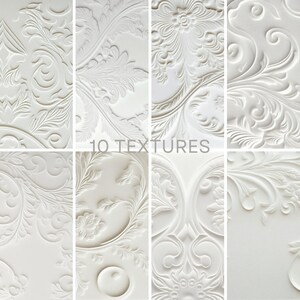 White Ivory Embossed Digital Paper Texture Pack Backgrounds Wedding ...