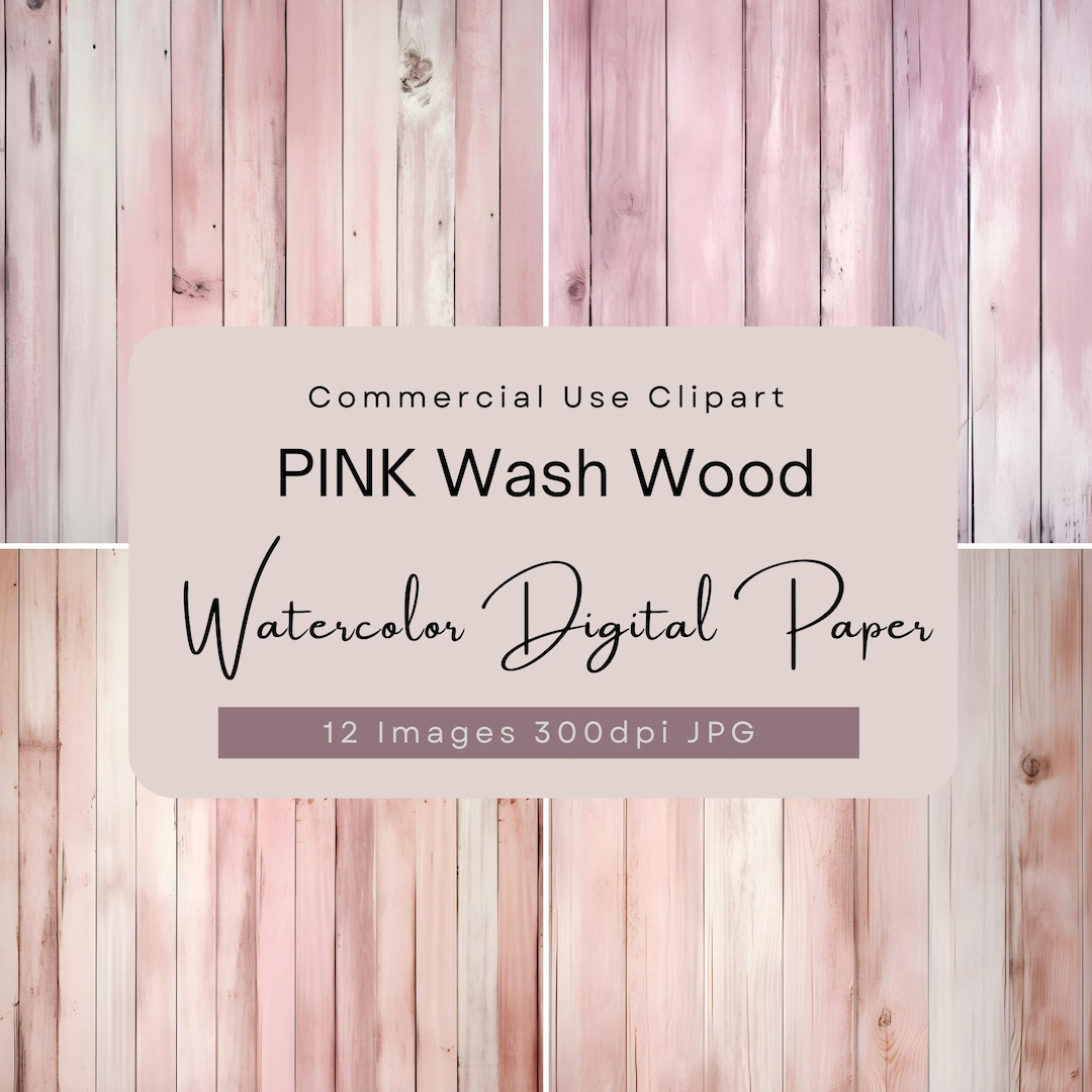 Pink Wash Wood Digital Paper, Rustic Watercolor Texture Pack, Vintage ...