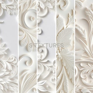 Ivory White Embossed Digital Paper Texture Pack Backgrounds Wedding ...