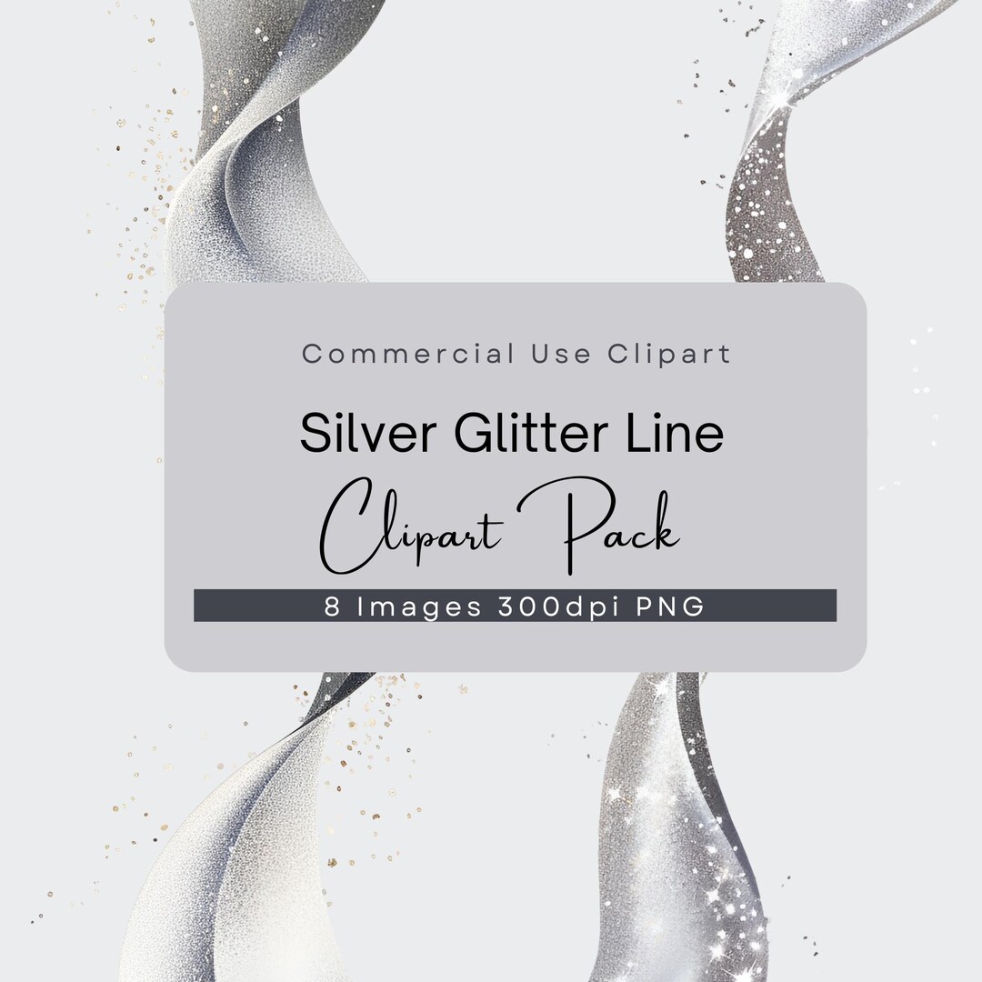 Silver Glitter Ribbon Clipart, Sparkling Confetti Wave Clip Art ...