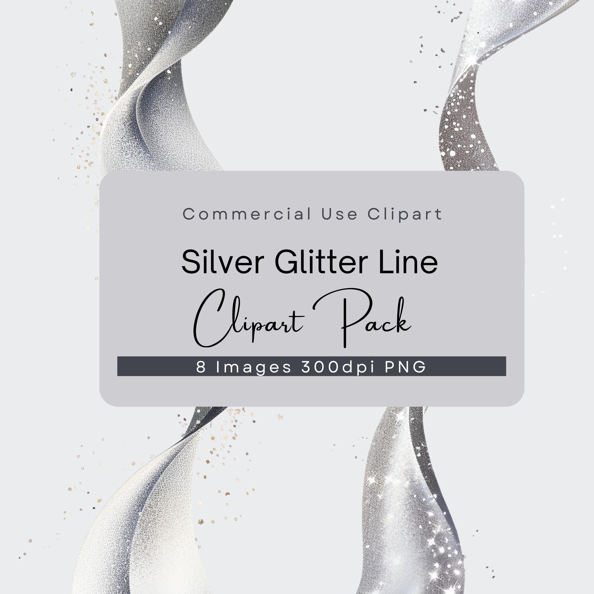 Silver Glitter Ribbon Clipart, Sparkling Confetti Wave Clip Art ...