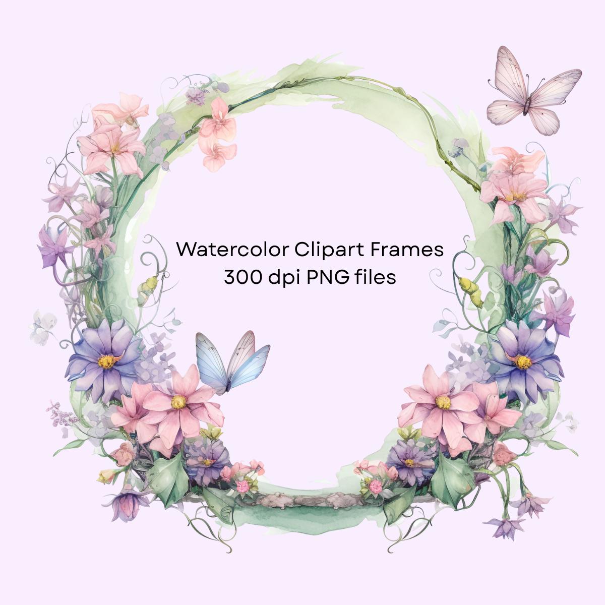 Fairy Garden Clipart Borders & Frames, Whimsical Floral Fairies ...