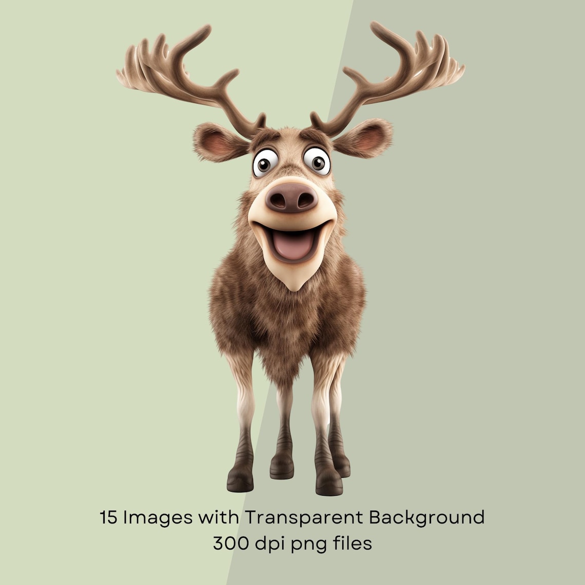 Quirky Reindeer Clipart, Funky Deer Clip Art, Cute Moose Illustrations ...