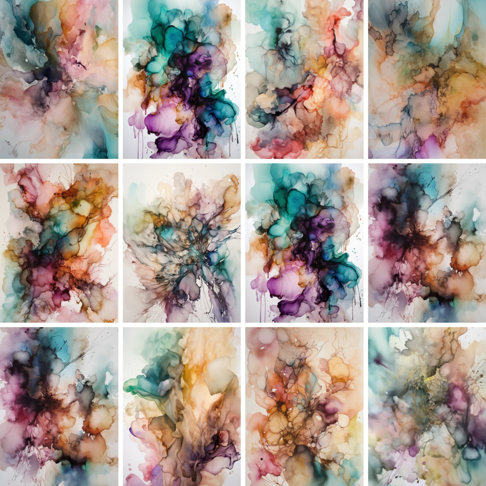 Alcohol Ink Splash Texture Pack. Digital Paper, Backgrounds, Stationary ...