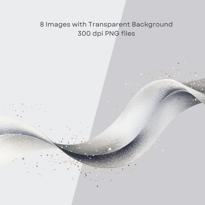 Silver Glitter Ribbon Clipart, Sparkling Confetti Wave Clip Art ...