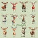Quirky Reindeer Clipart, Funky Deer Clip Art, Cute Moose Illustrations ...