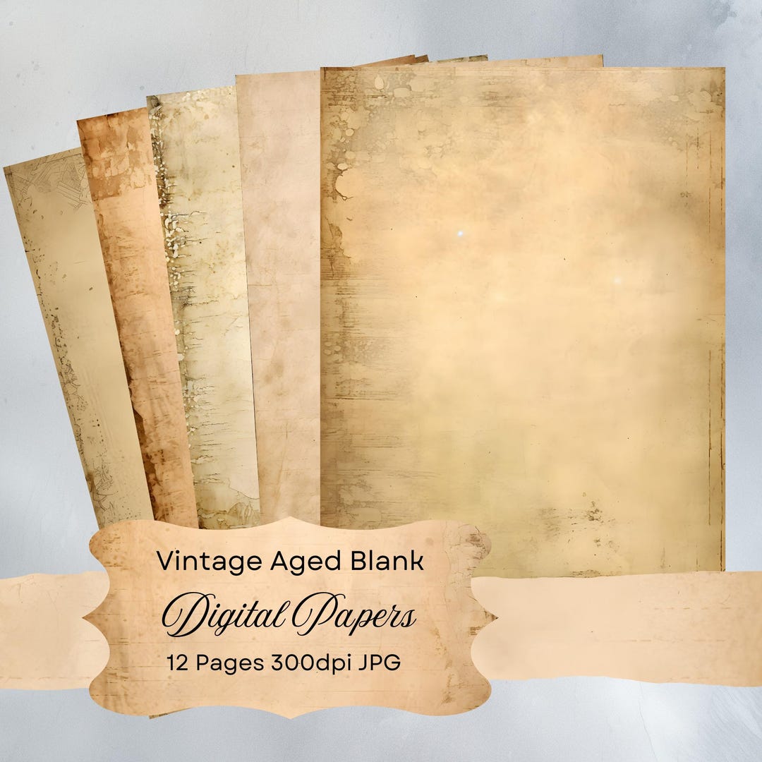 Vintage Aged Digital Paper, Antique Parchment Paper, Rustic Old Paper ...