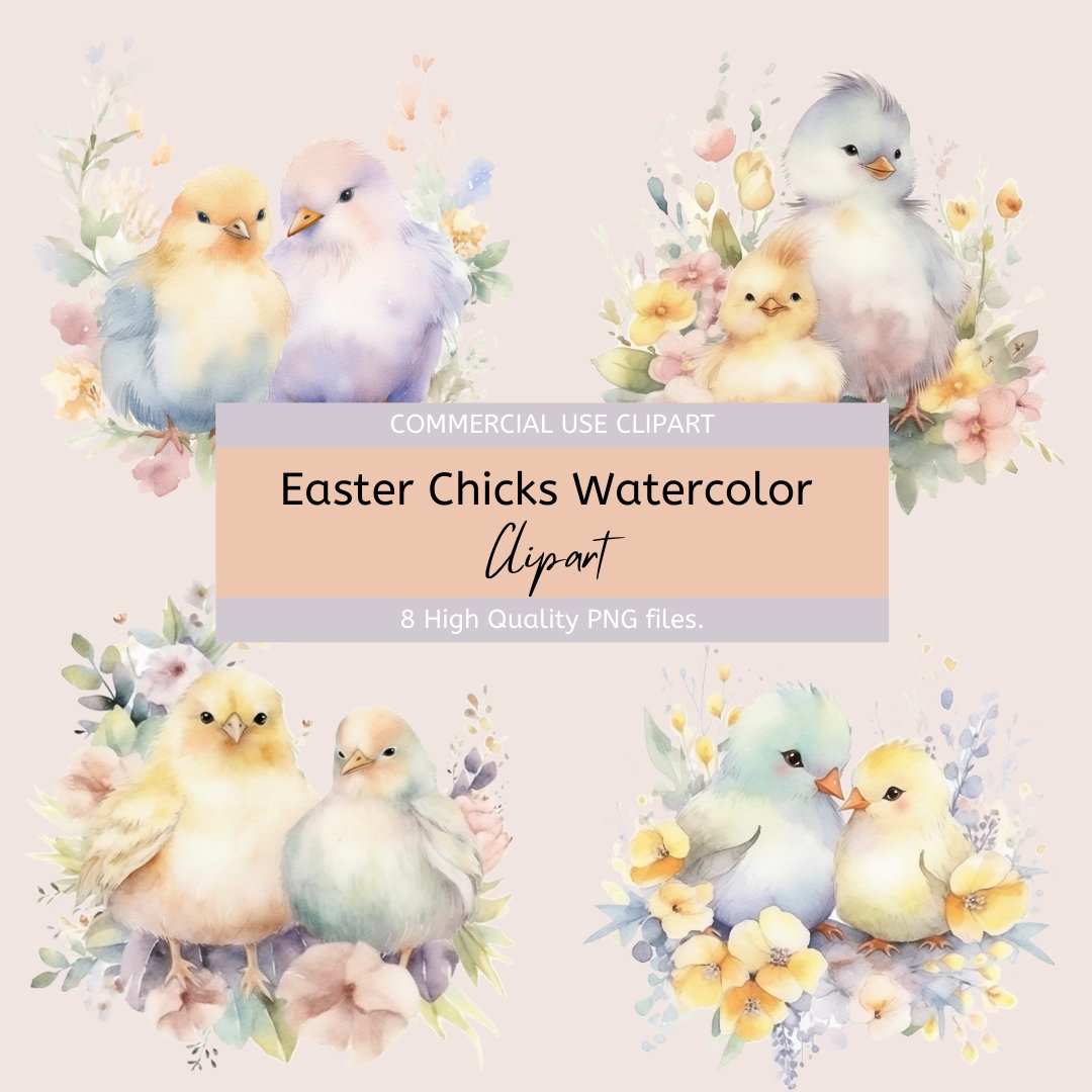 Watercolor Easter Chicks Clipart, Cute Little Baby Chicks Clip Art ...