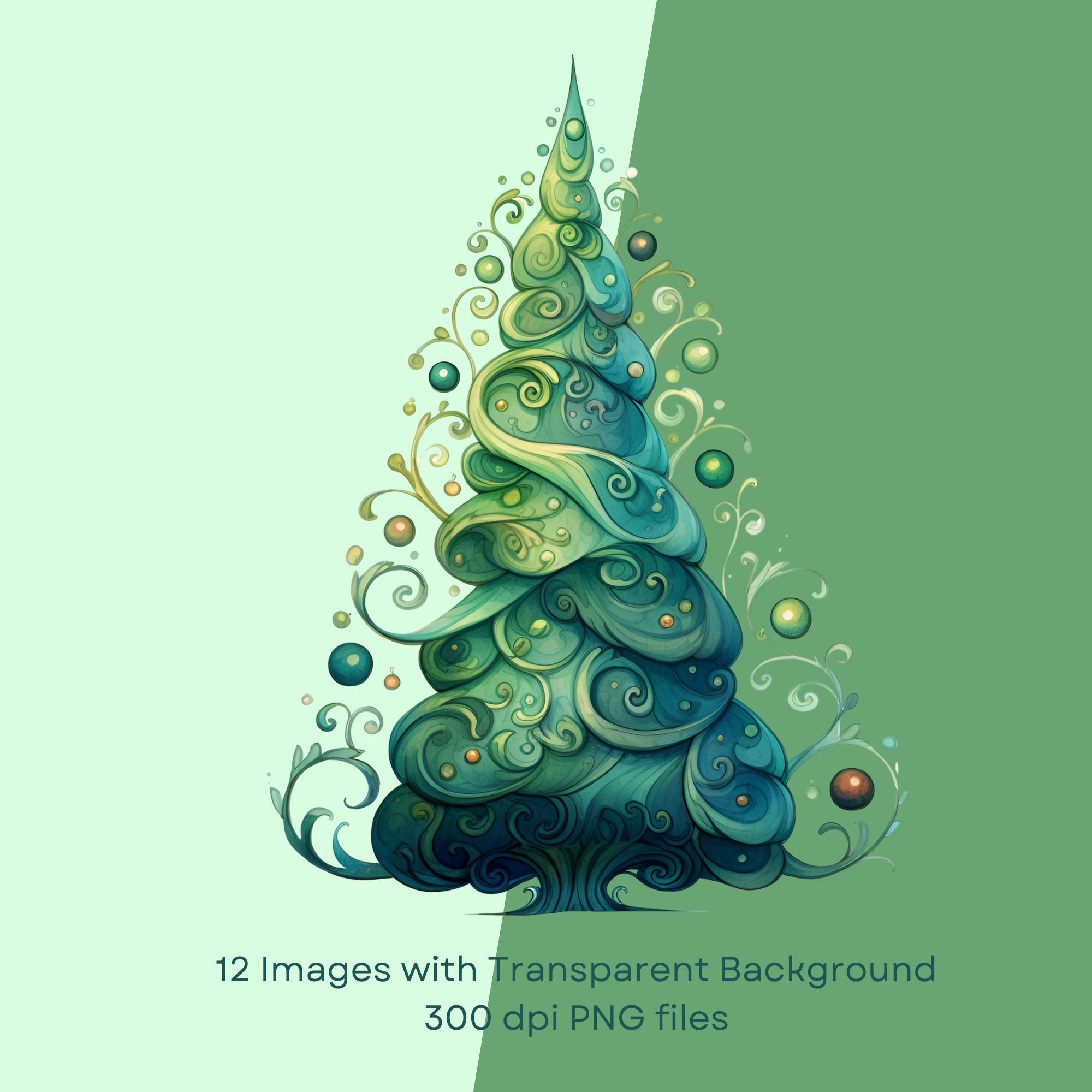 Quirky Christmas Tree Clipart, Whimsical Christmas Tree Clip Art, Xmas ...