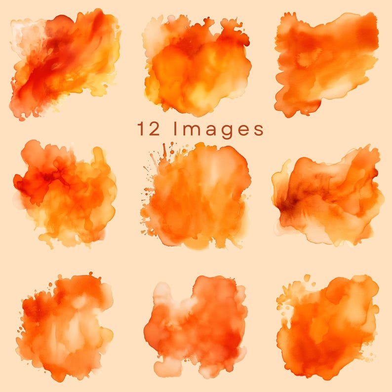 Watercolor Wash Orange Clipart, Orange Paint Splash Clip Art, Deep ...
