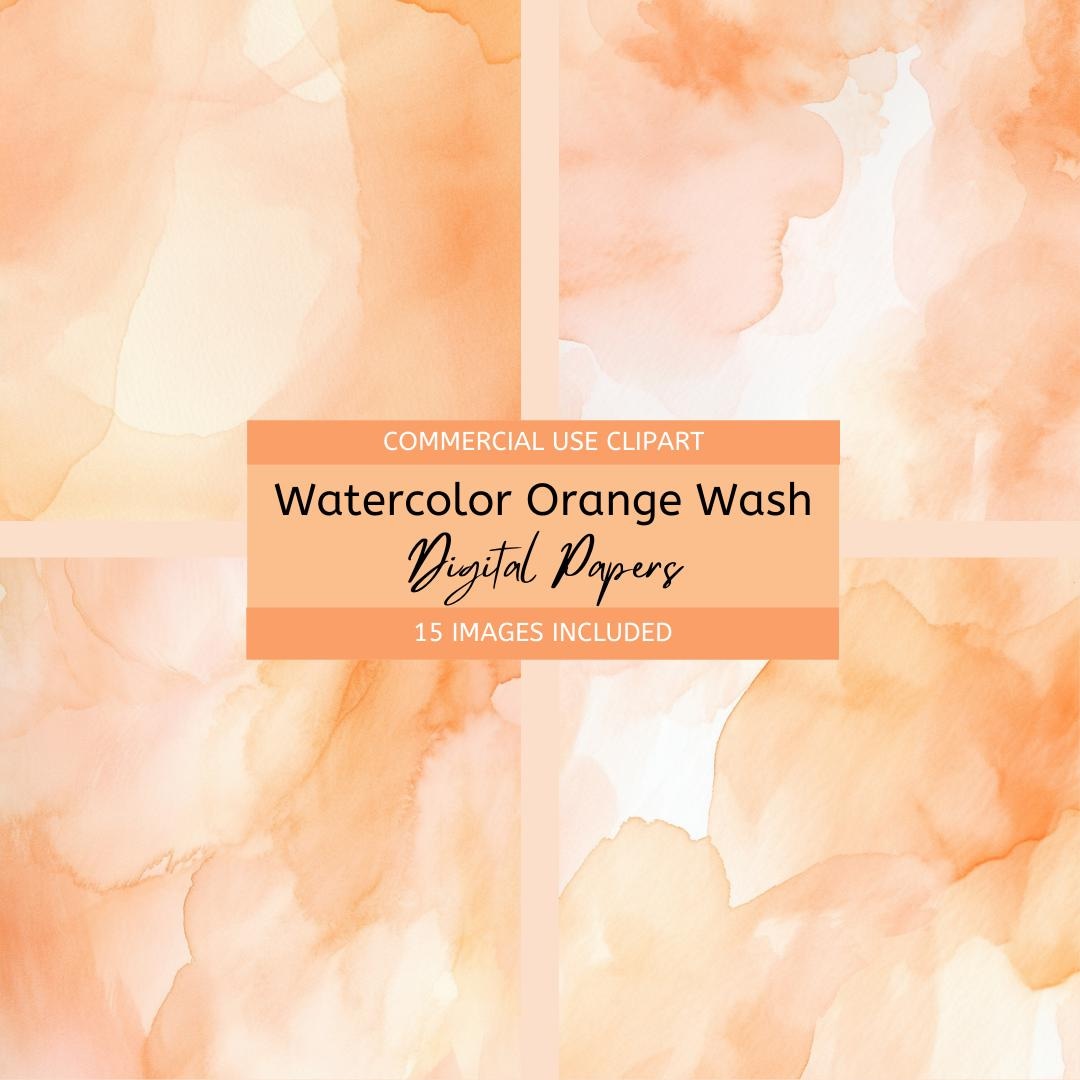 Watercolor Orange Wash Digital Paper Texture Halloween Backgrounds ...
