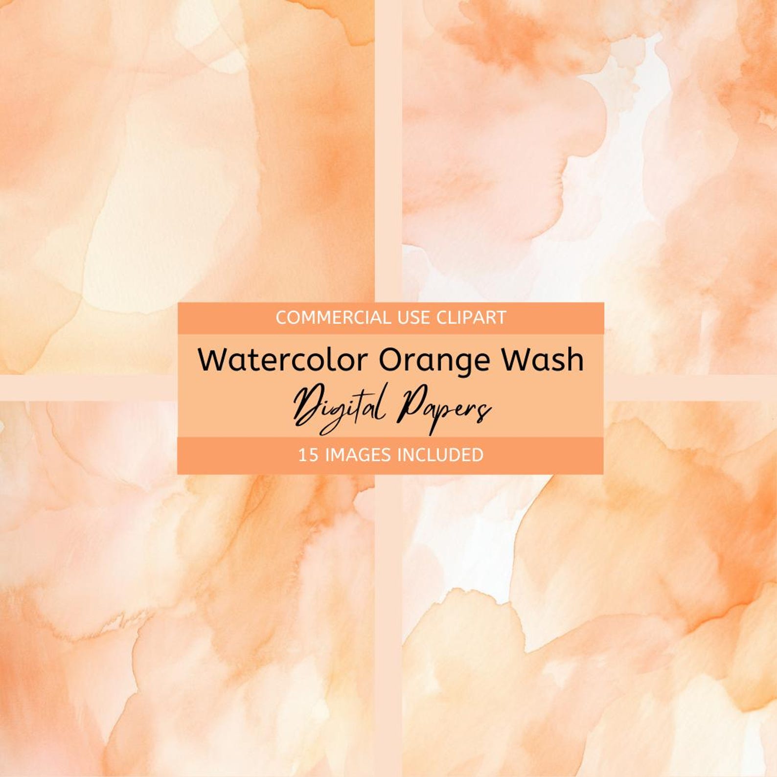 Watercolor Orange Wash Digital Paper Texture Halloween Backgrounds ...