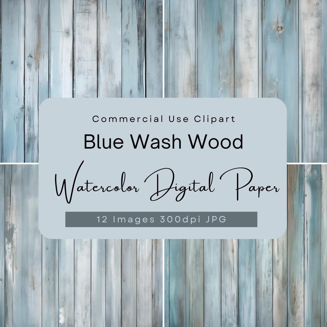 Blue Wash Wood Digital Paper, Blue Painted Planks Texture Pack, Aged ...
