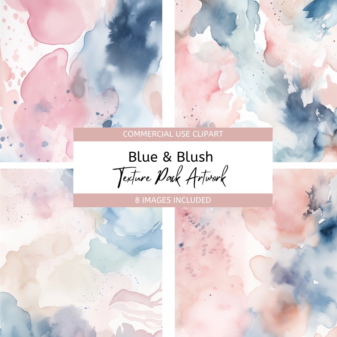 Texture Pack Watercolor Blue Blush Pink Pale Ombre Wash Clipart ...