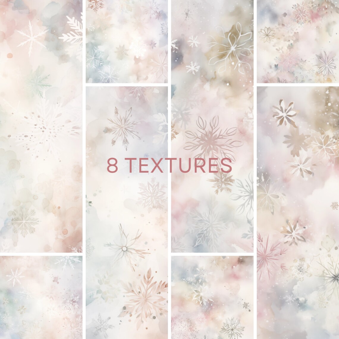 Watercolor Soft White Snowflakes Digital Paper, Winter Texture Pack ...