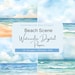 Tranquil Watercolor Beach Scene Digital Paper, Ocean Shoreline ...