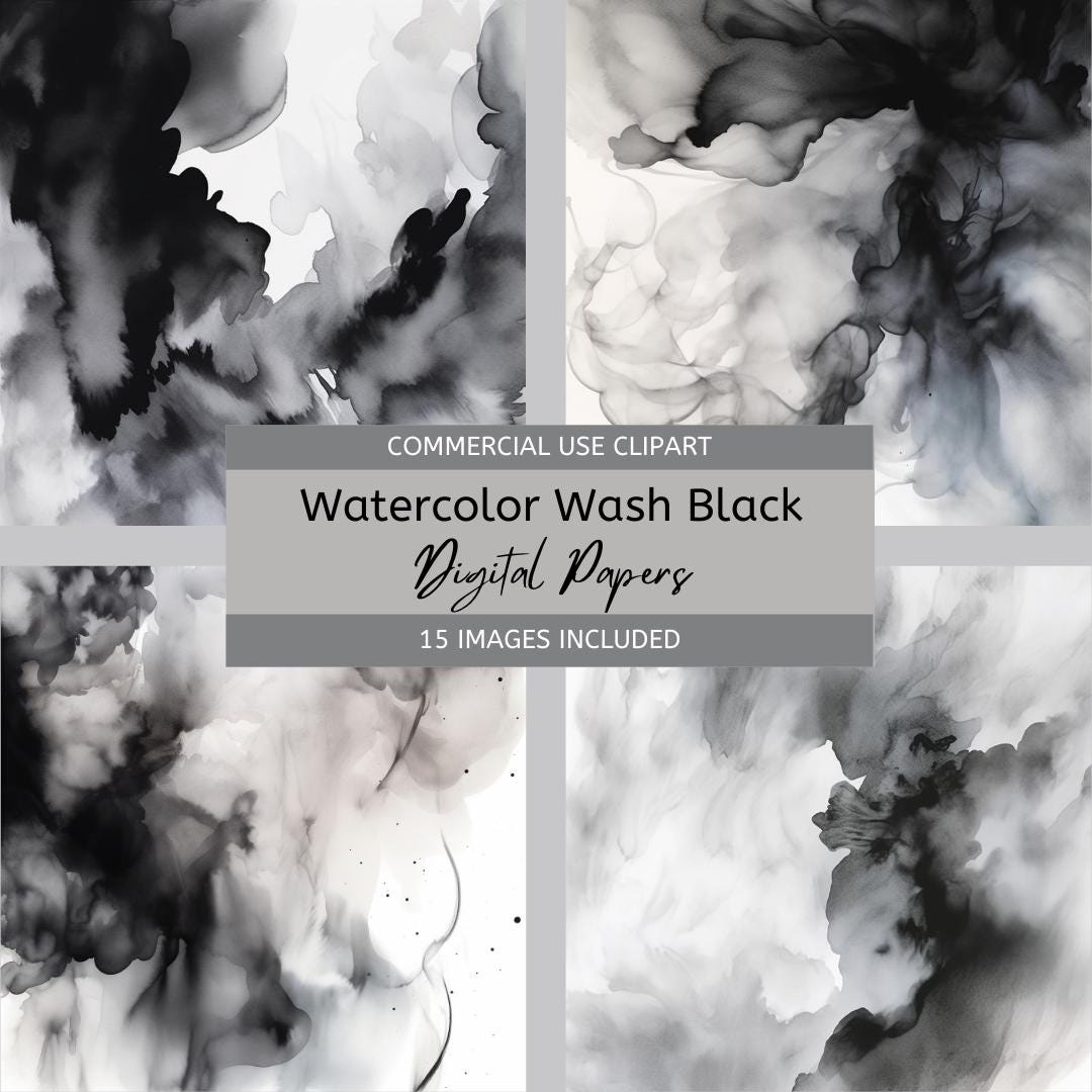 Watercolor Black Wash Halloween Digital Paper Texture Pack Backgrounds ...