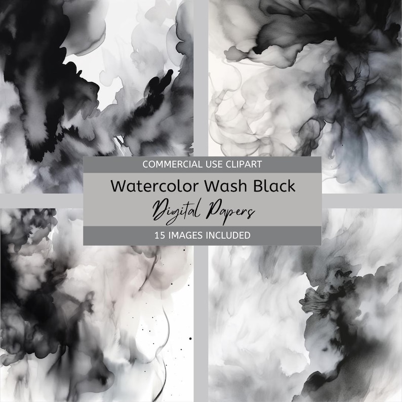 Watercolor Black Wash Halloween Digital Paper Texture Pack Backgrounds ...