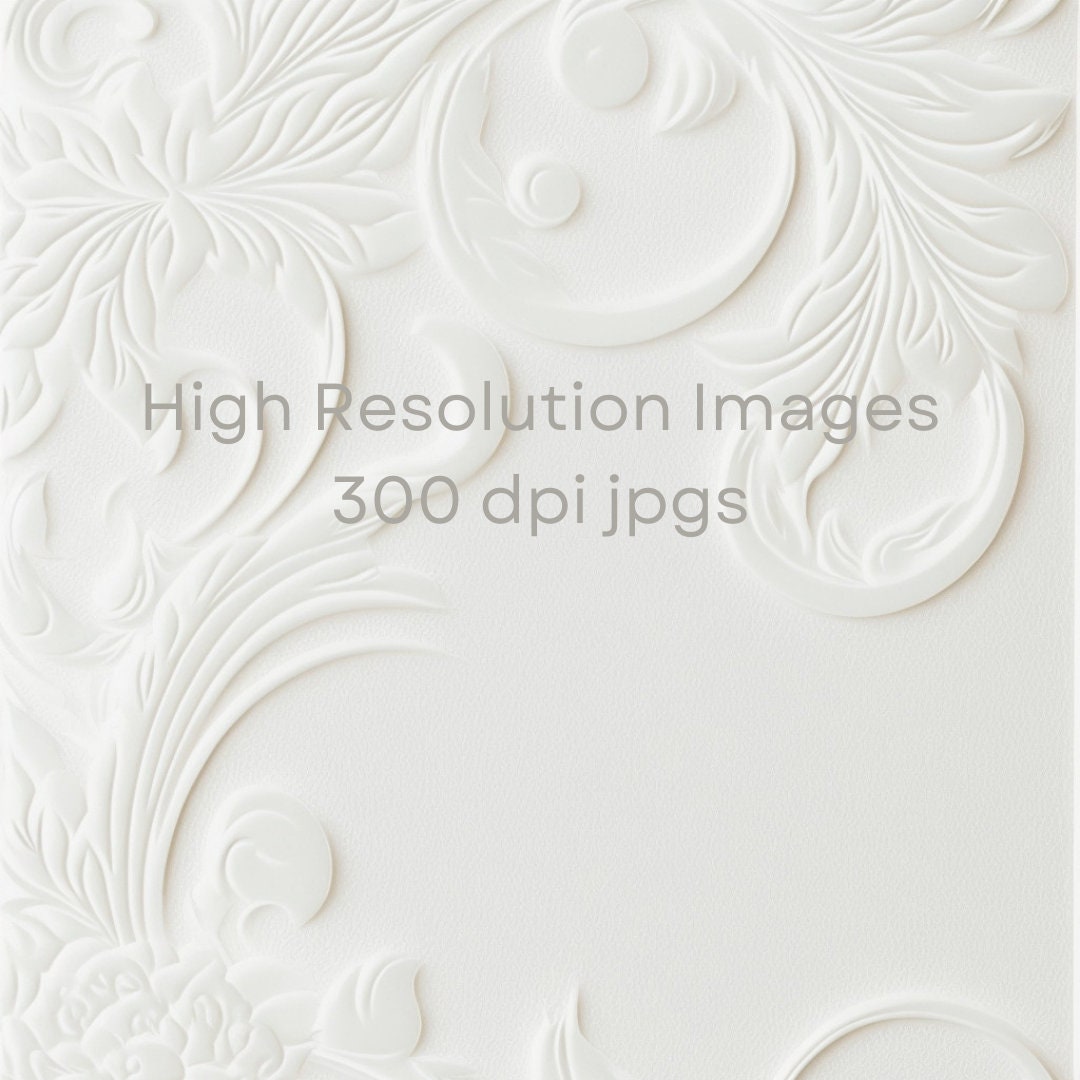 White Ivory Embossed Digital Paper Texture Pack Backgrounds Wedding ...