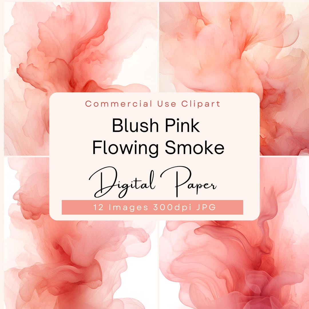 Watercolor Blush Pink Digital Paper, Abstract Rose Gold Fluid Ink Texture Pack, Soft Pink ...