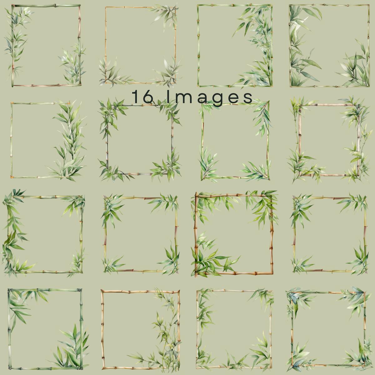 Watercolor Bamboo Frame Clipart, Canes & Leaves Border Clip Art ...