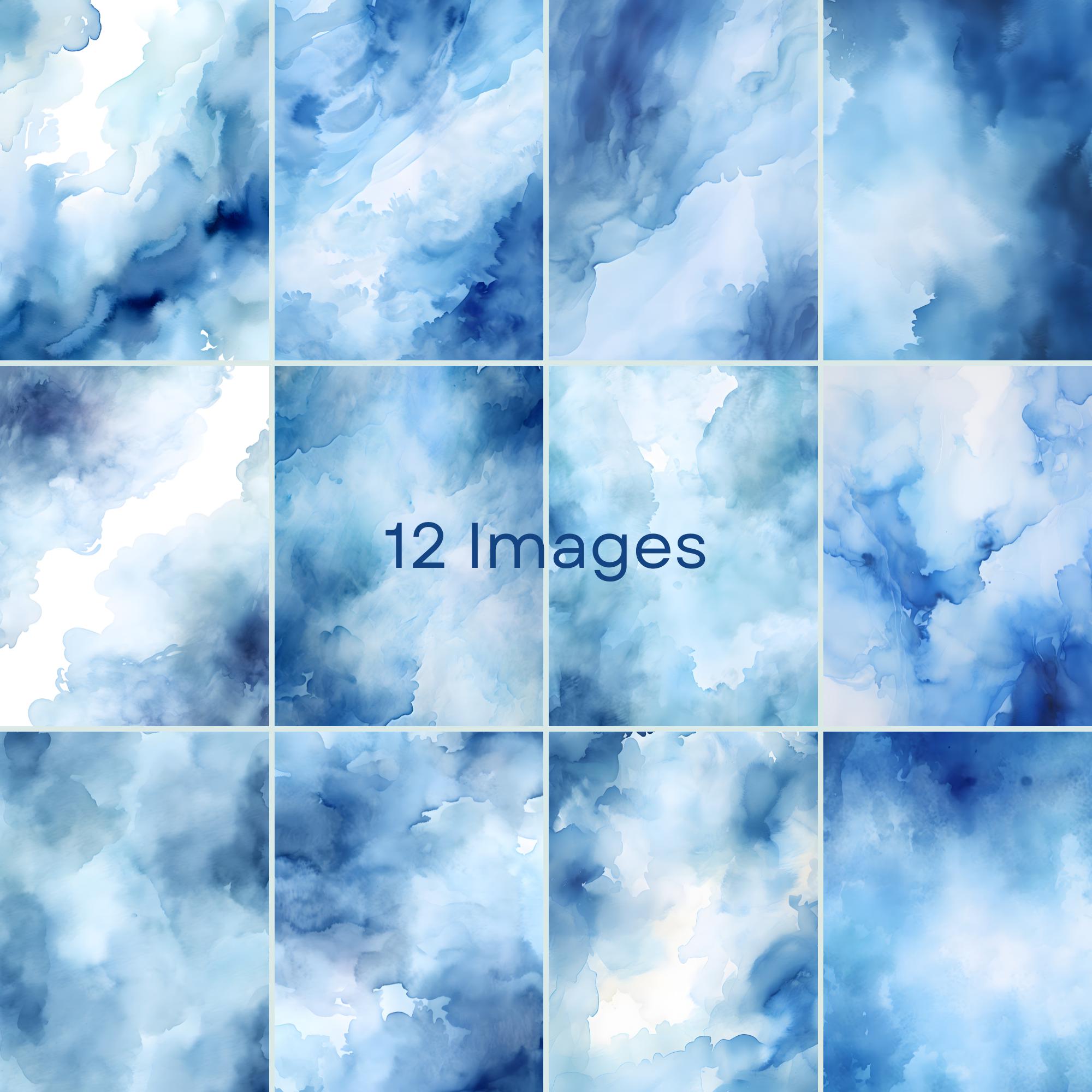 Watercolor Wash Navy Blue Digital Paper, Dark Blue Texture Pack, Stormy ...