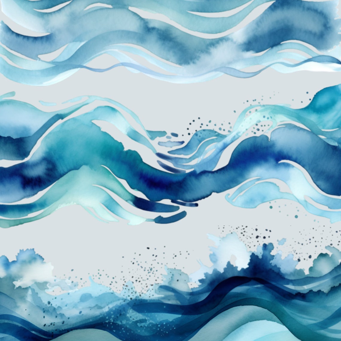 Watercolor Blue Wave Border Clipart Waves Transparent Background, High ...